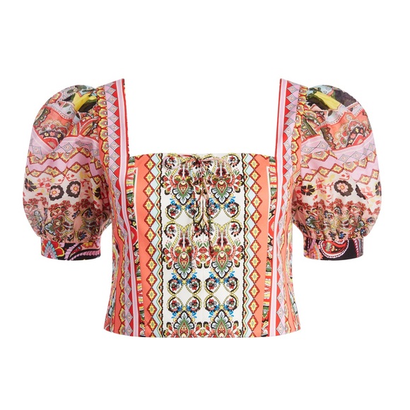 Alice + Olivia | Tops | Alice Olivia Margarite Puff Sleeve Crop Top In ...